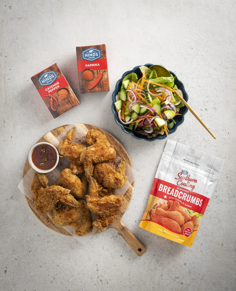 Hinds Southern Coating Cajun Crumbed Chicken Wings With Green Salad